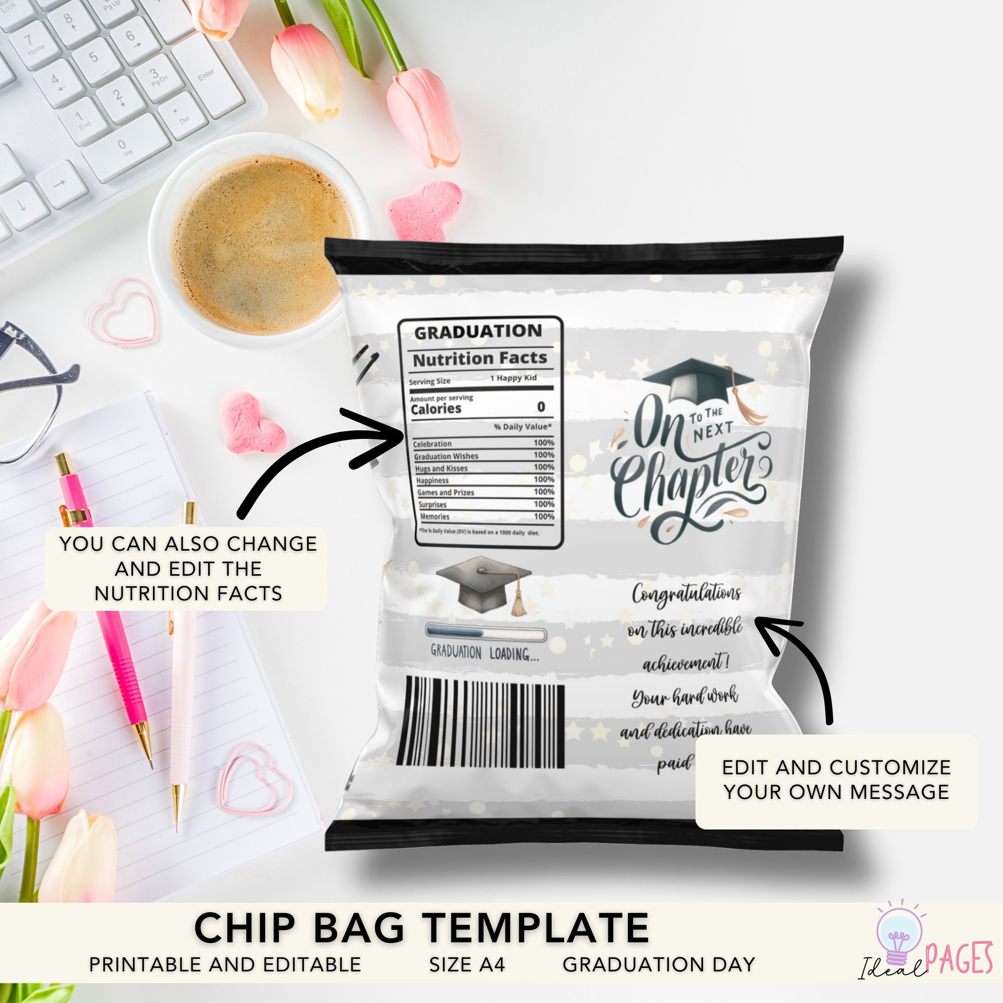 Personalized Graduation Chip Bag Template, Class of 2024, DIY Party ...