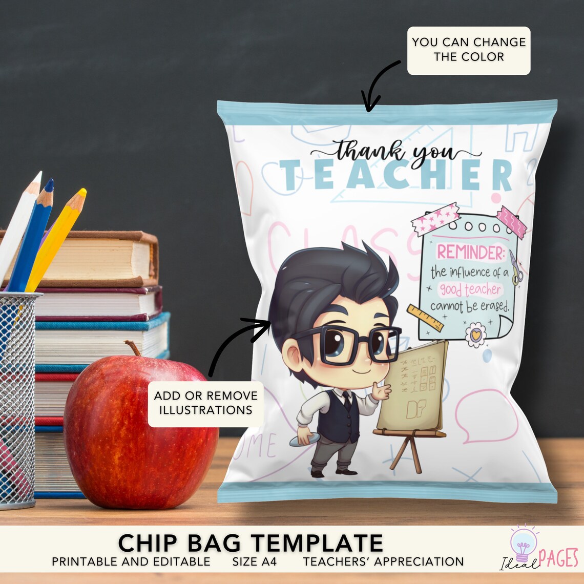 Teacher Appreciation Chip Bag Template, DIY Party Favor Printable ...