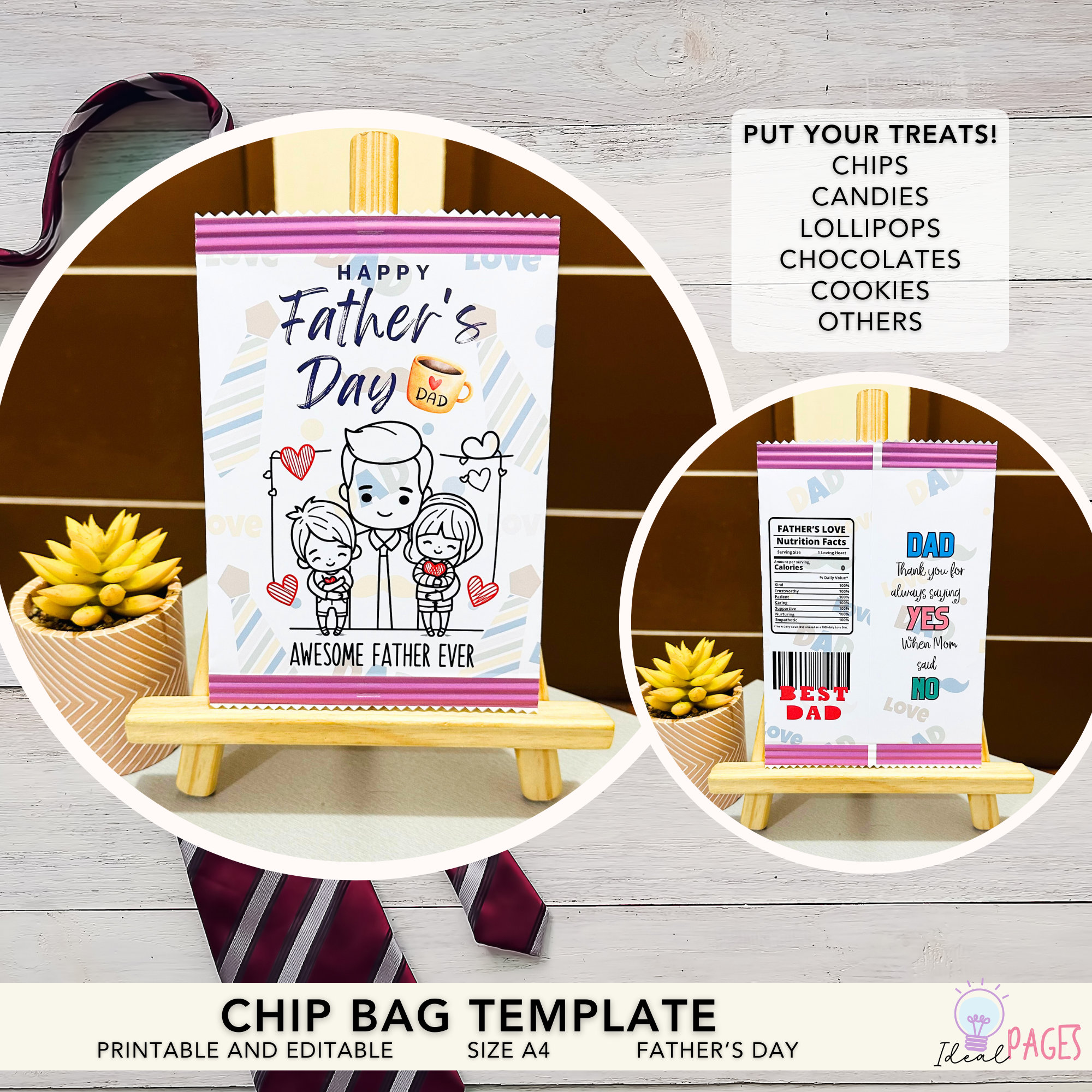 Fathers Day Chip Bag Template Father's Day Printable Party Favors Gift ...