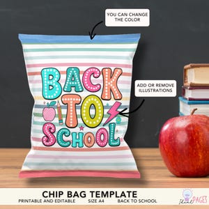Editable Retro Back to School Chip Bag Template, School Party Favor ...