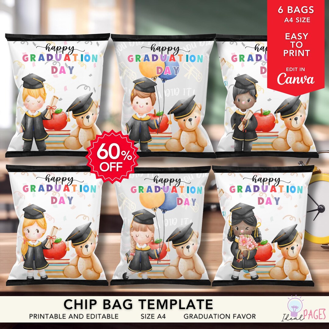 6 Graduation Chip Bag, Graduation Treats, Graduation Favor Bags ...