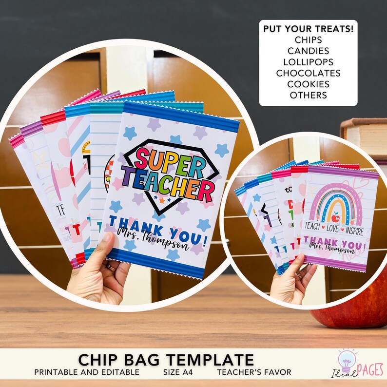 6 Teacher Appreciation Chip Bag, Teacher Appreciation Gift, Thank You ...