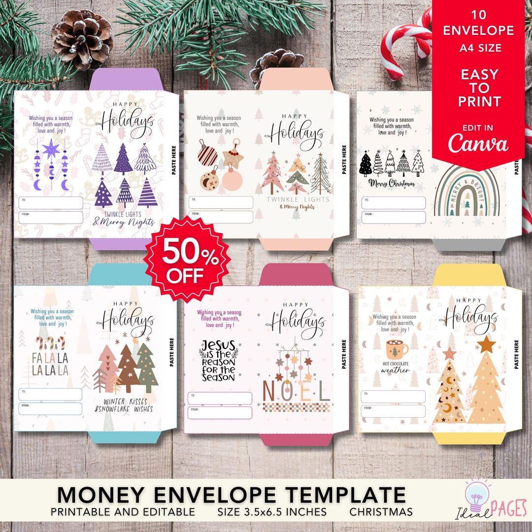 10 Christmas Money Envelope, Christmas Cash Envelope, Christmas Money ...