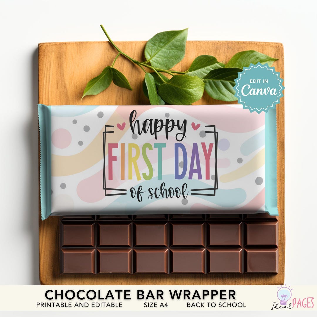Back to School Favors, Editable Chocolate Bar Wrapper, Candy Bar ...