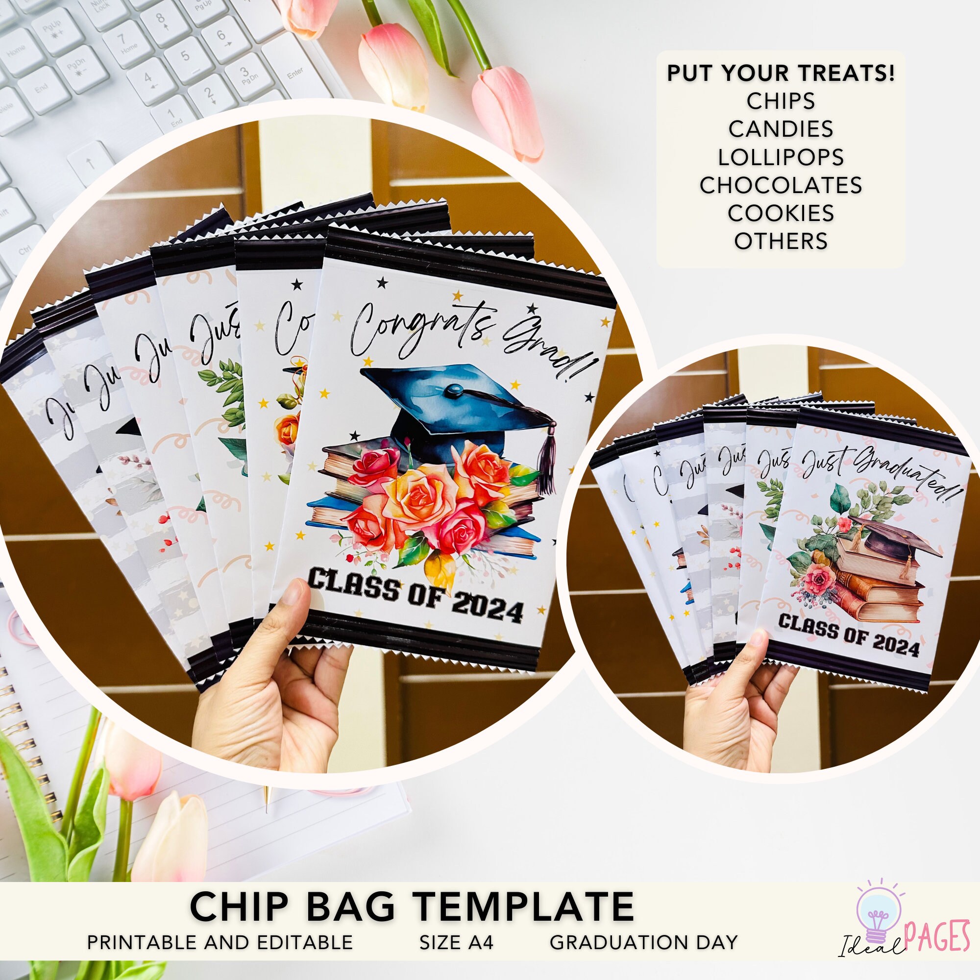 6 Personalized Graduation Chip Bag Template, Class 2024, DIY Party ...