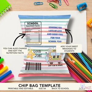 Editable Retro Back to School Chip Bag Template, School Party Favor ...