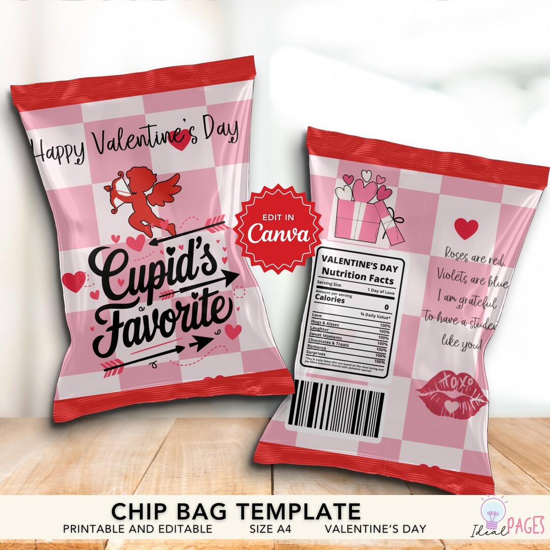 Cupid Favorite's Valentines Day Chip Bag, Galentine's Day Favor Bags ...