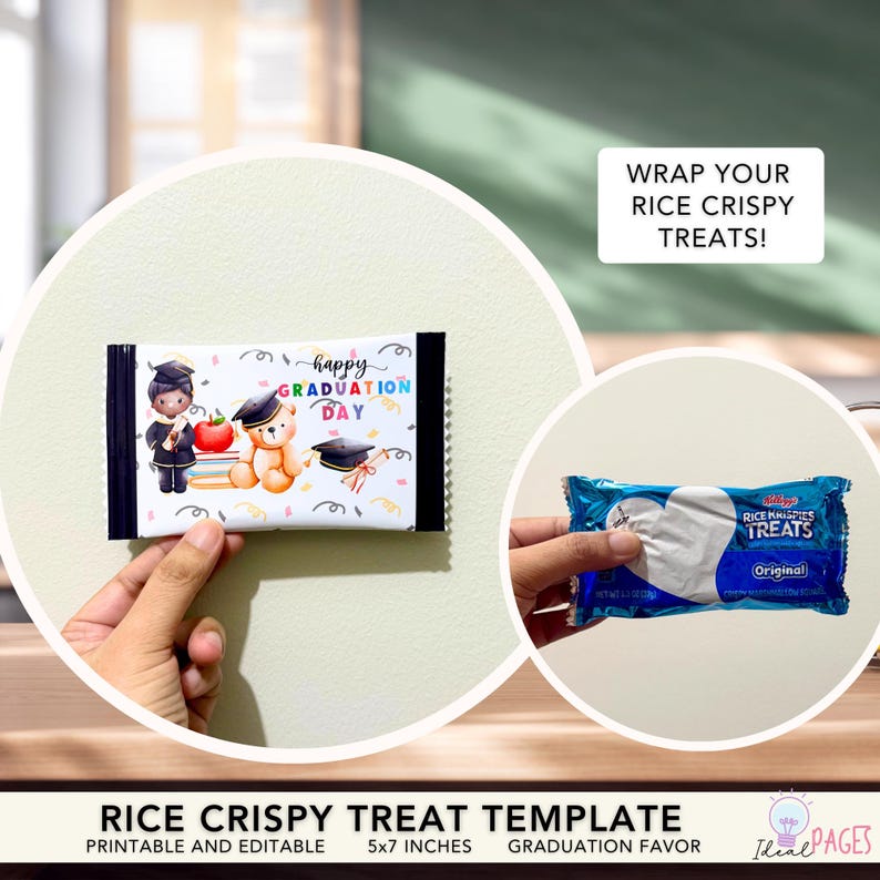 Preschool Kindergarten Graduation Rice Crispy Treat Wrapper, Candy Bar ...