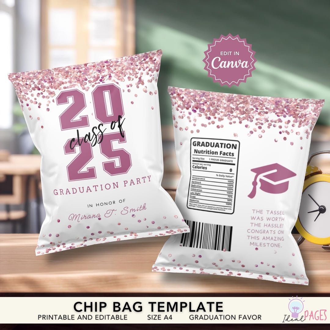 2025 Graduation Party Favors, Graduation Chip Bags, Graduation Treat ...