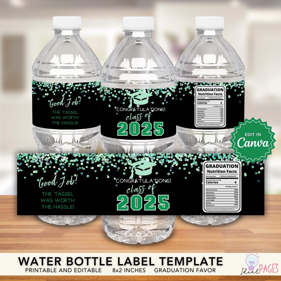 Graduation Water Bottle, Graduation Party Favors, Water Bottle Sticker ...