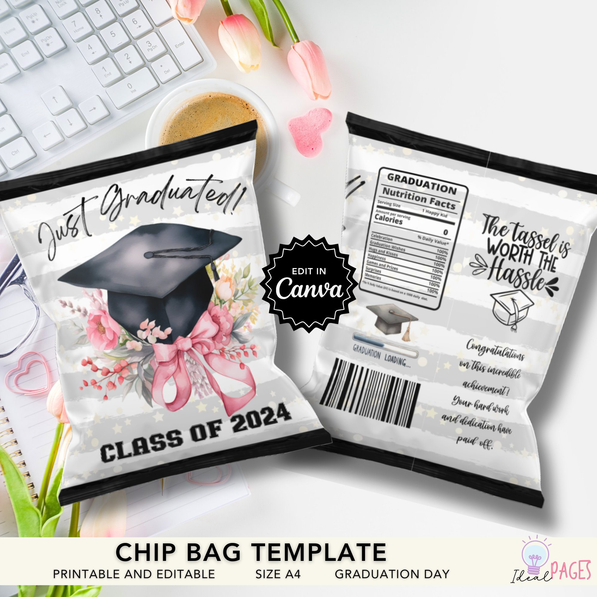 Custom Graduation Chip Bag Template, Class of 2024, DIY Party Favor ...