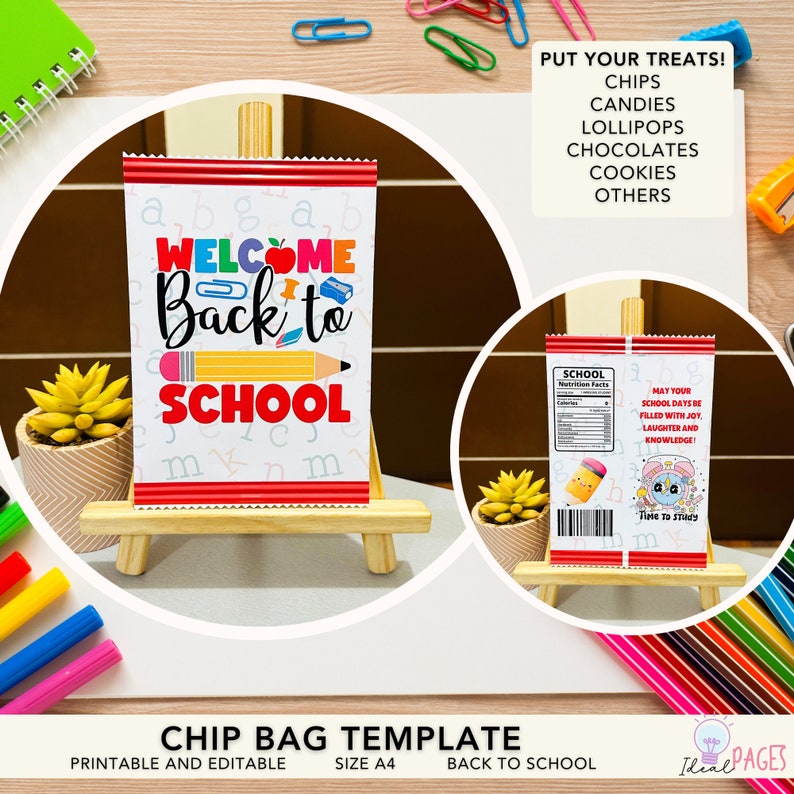 First Day of School Chip Bag Template, School Party Favor, Welcome ...