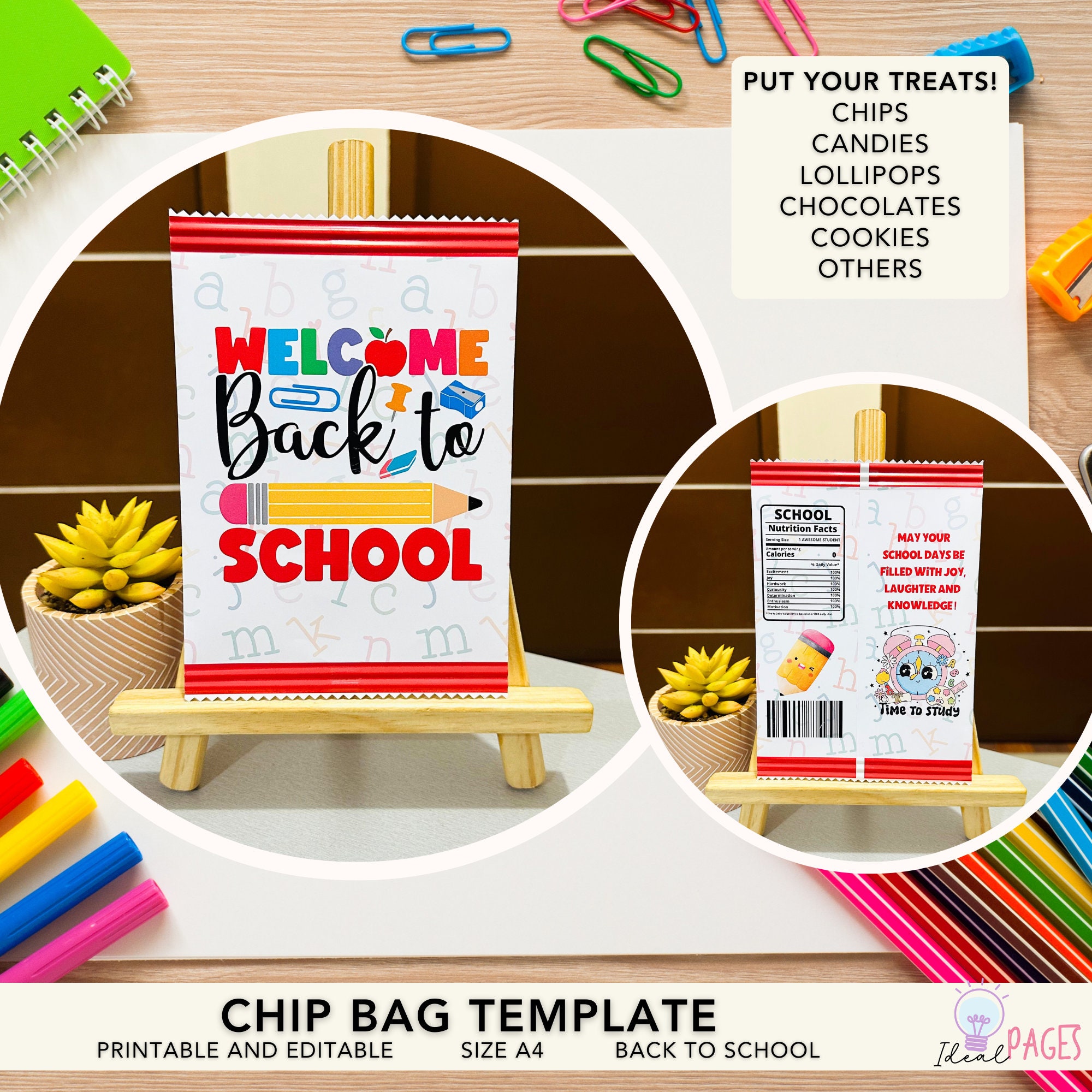 First Day of School Chip Bag Template, School Party Favor, Welcome ...