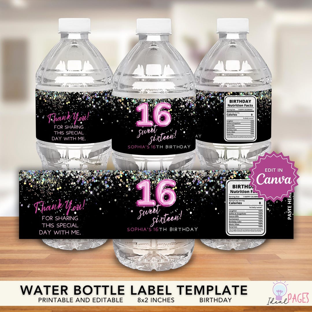 Sweet 16 Silver Pink Glitter Party Favors, 16th Birthday Party ...