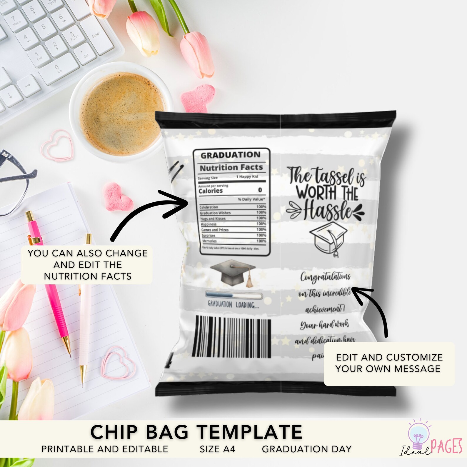 Custom Graduation Chip Bag Template, Class of 2024, DIY Party Favor ...