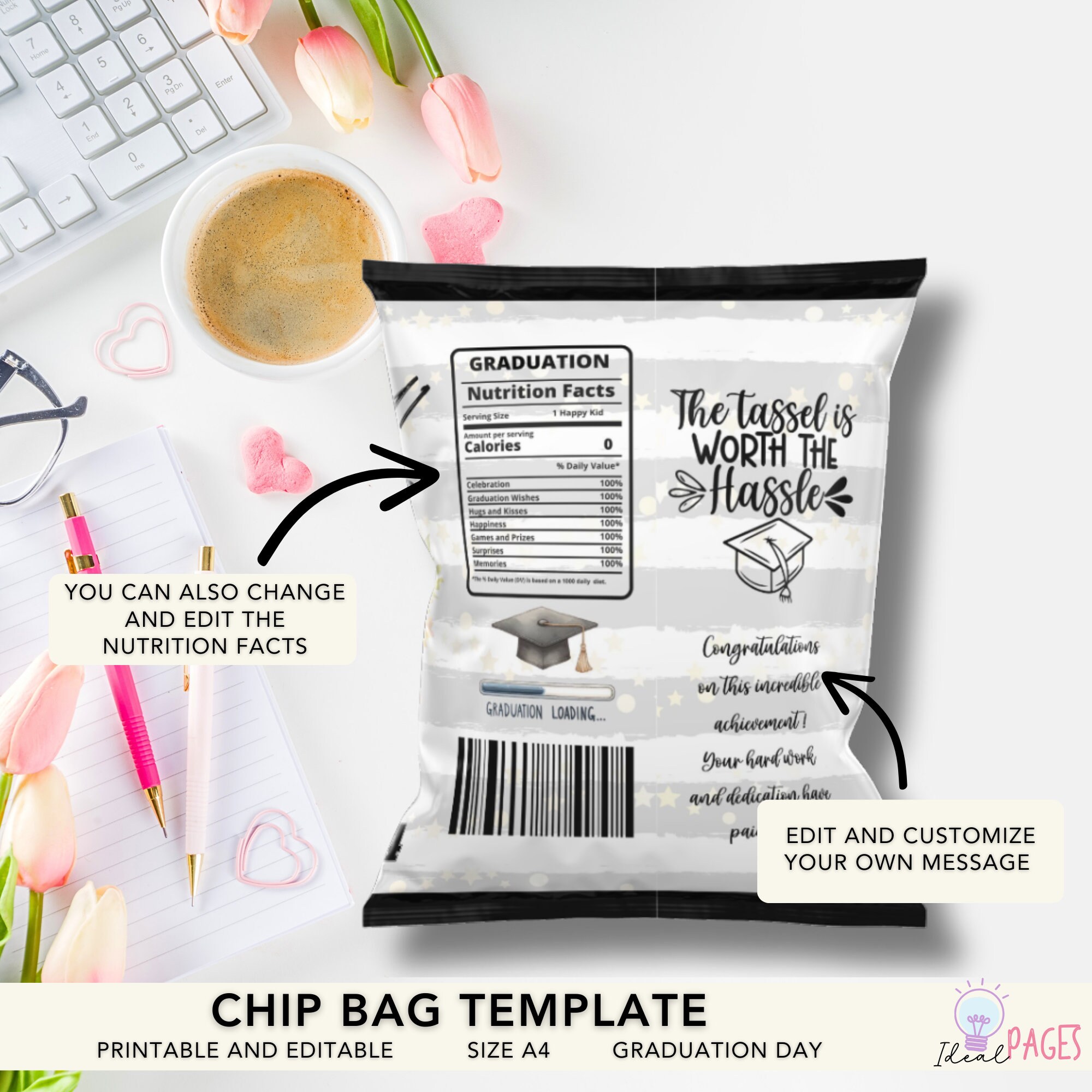 Custom Graduation Chip Bag Template, Class of 2024, DIY Party Favor ...