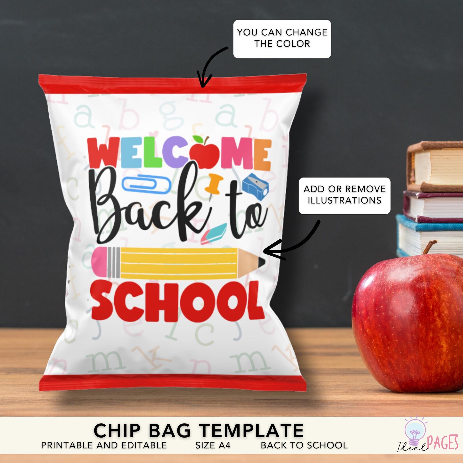 First Day of School Chip Bag Template, School Party Favor, Welcome ...