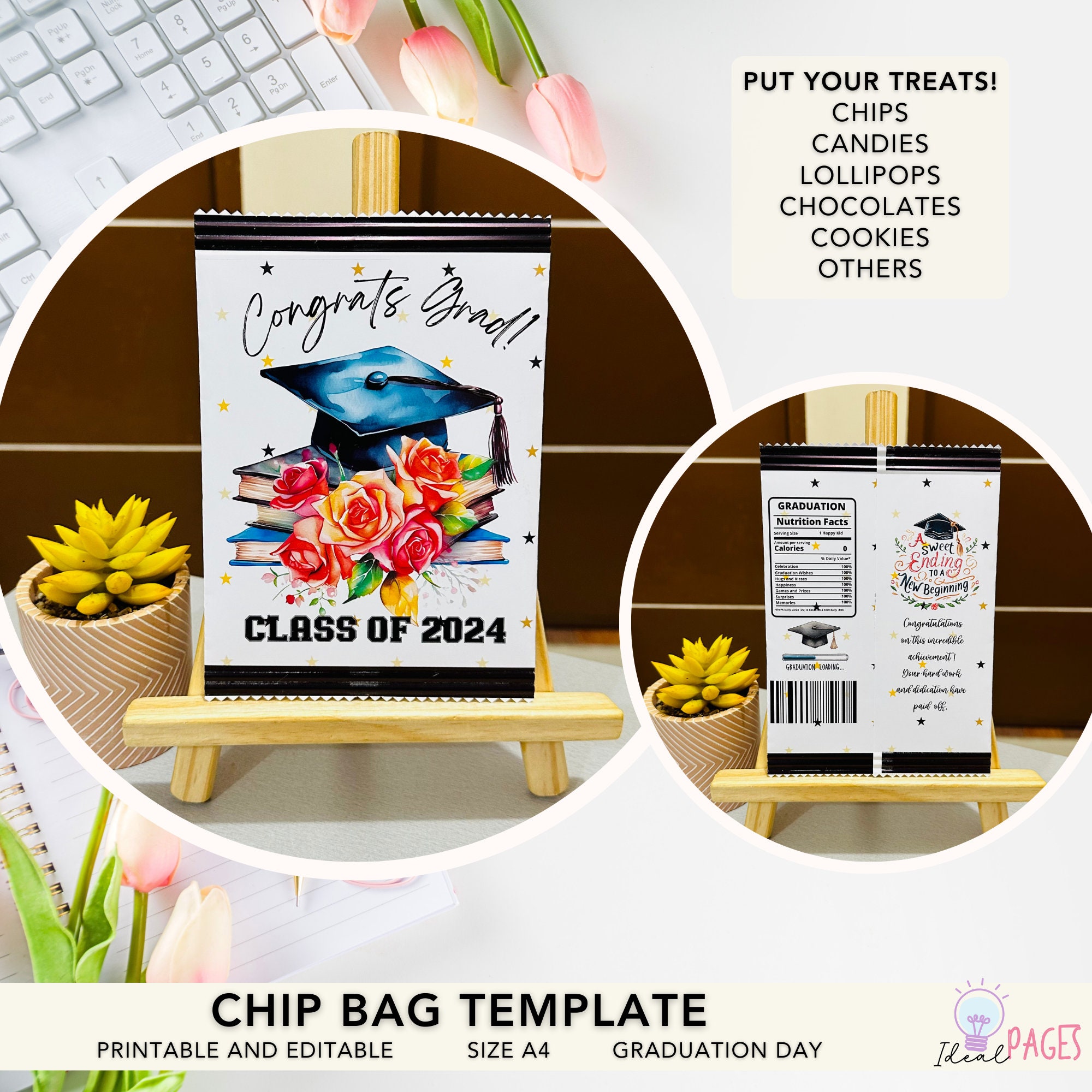 Custom Graduation Chip Bag Template, Class 2024, DIY Party Favor ...