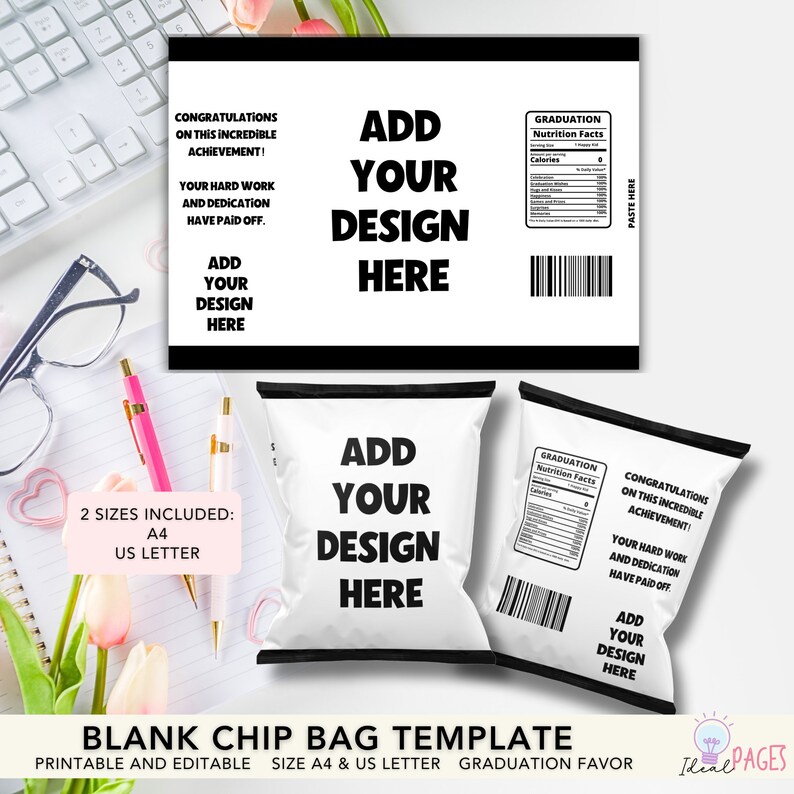 Custom Graduation Chip Bag Template, Class of 2024, Blank Party Favor ...