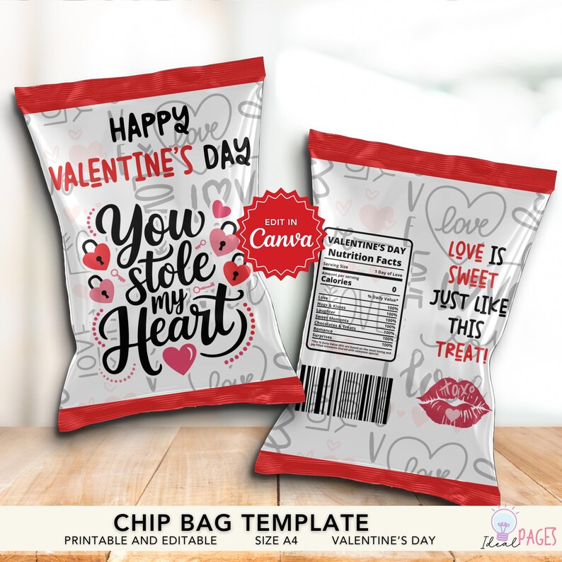 Valentines Day Chip Bag Label, Galentine's Treat Bag, Printable Party ...