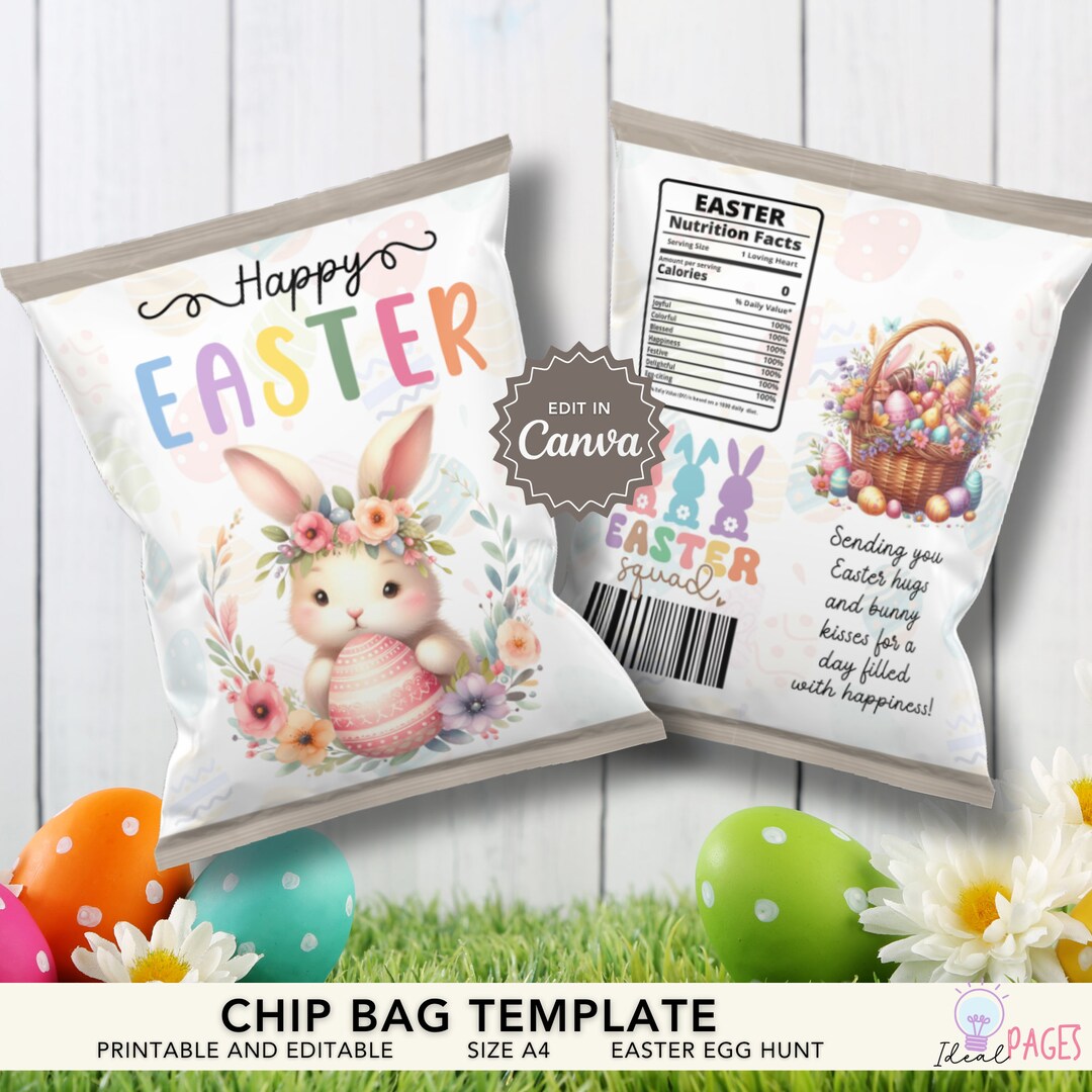 Colorful Easter Egg Hunt Chip Bag, Fun Snack Packaging for Kids ...