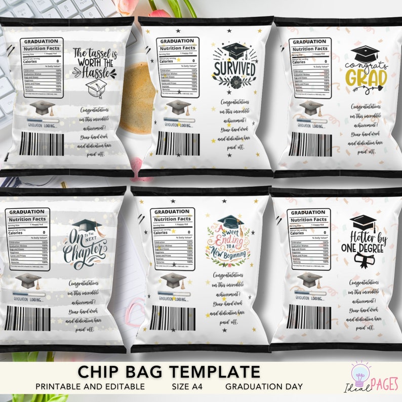6 Personalized Graduation Chip Bag Template, Class 2024, DIY Party ...