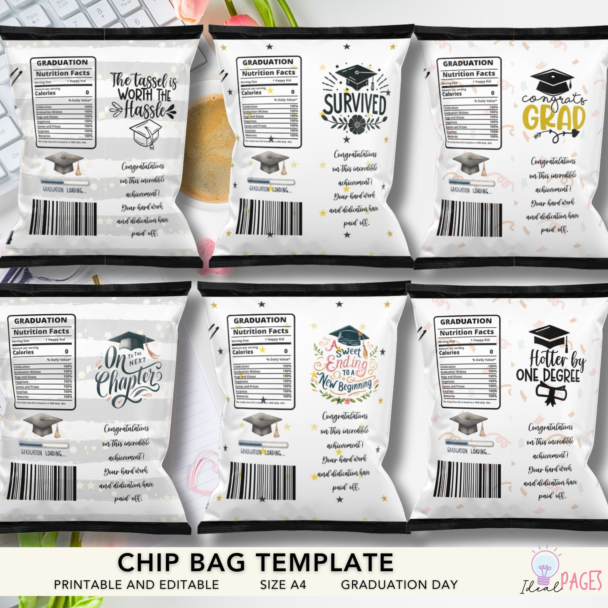 6 Personalized Graduation Chip Bag Template, Class 2024, DIY Party ...