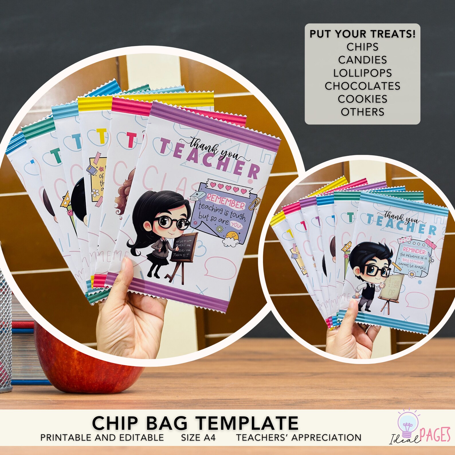6 Teacher Appreciation Chip Bag Template, DIY Party Favor Printable ...