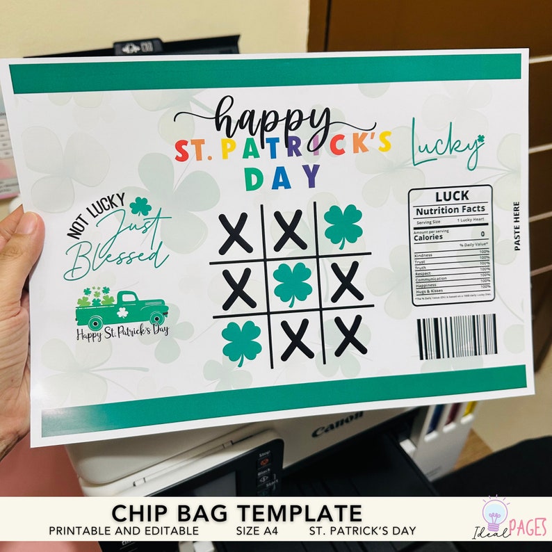 St Patricks Day Chip Bag Template, Custom Chip Bag, Shamrock Party ...