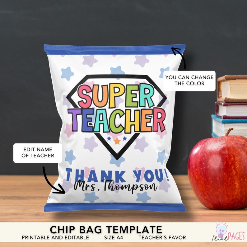 6 Teacher Appreciation Chip Bag, Teacher Appreciation Gift, Thank You ...