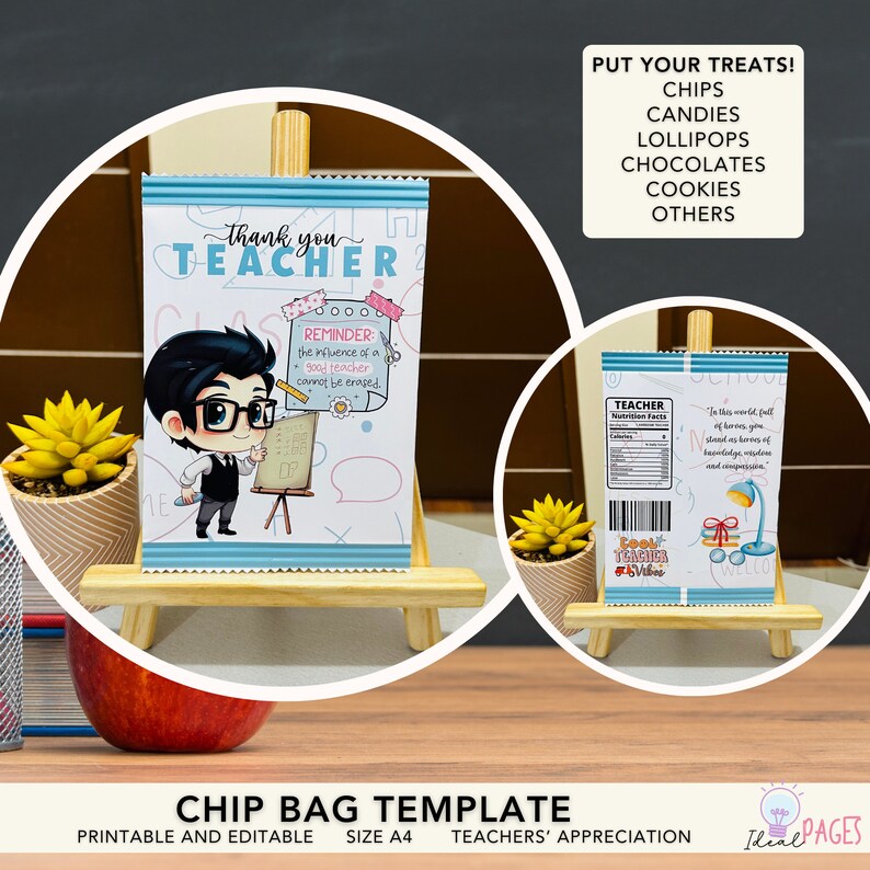 Teacher Appreciation Chip Bag Template, DIY Party Favor Printable ...