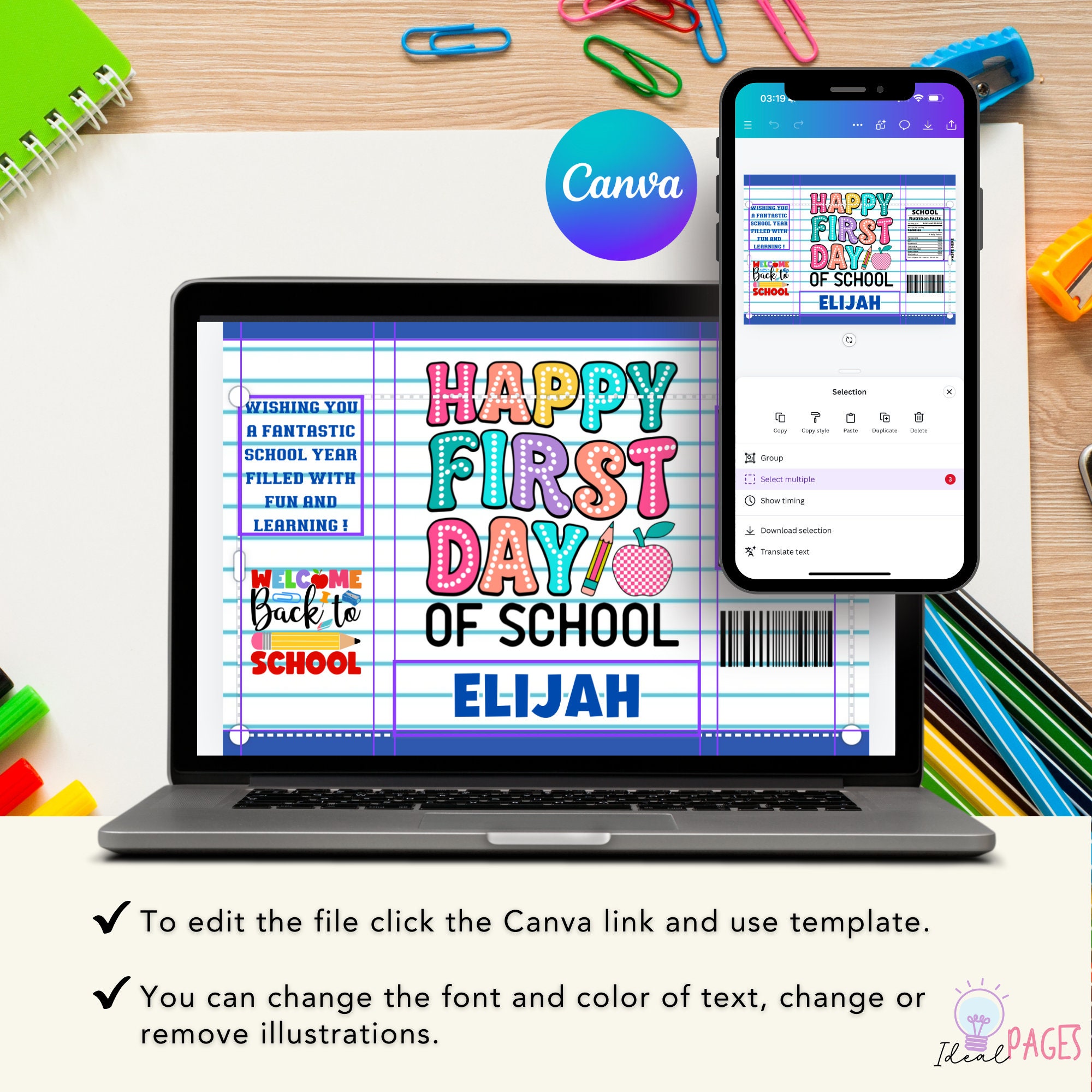 Back to School Chip Bag Template, School Party Favor, Welcome Snack Bag ...