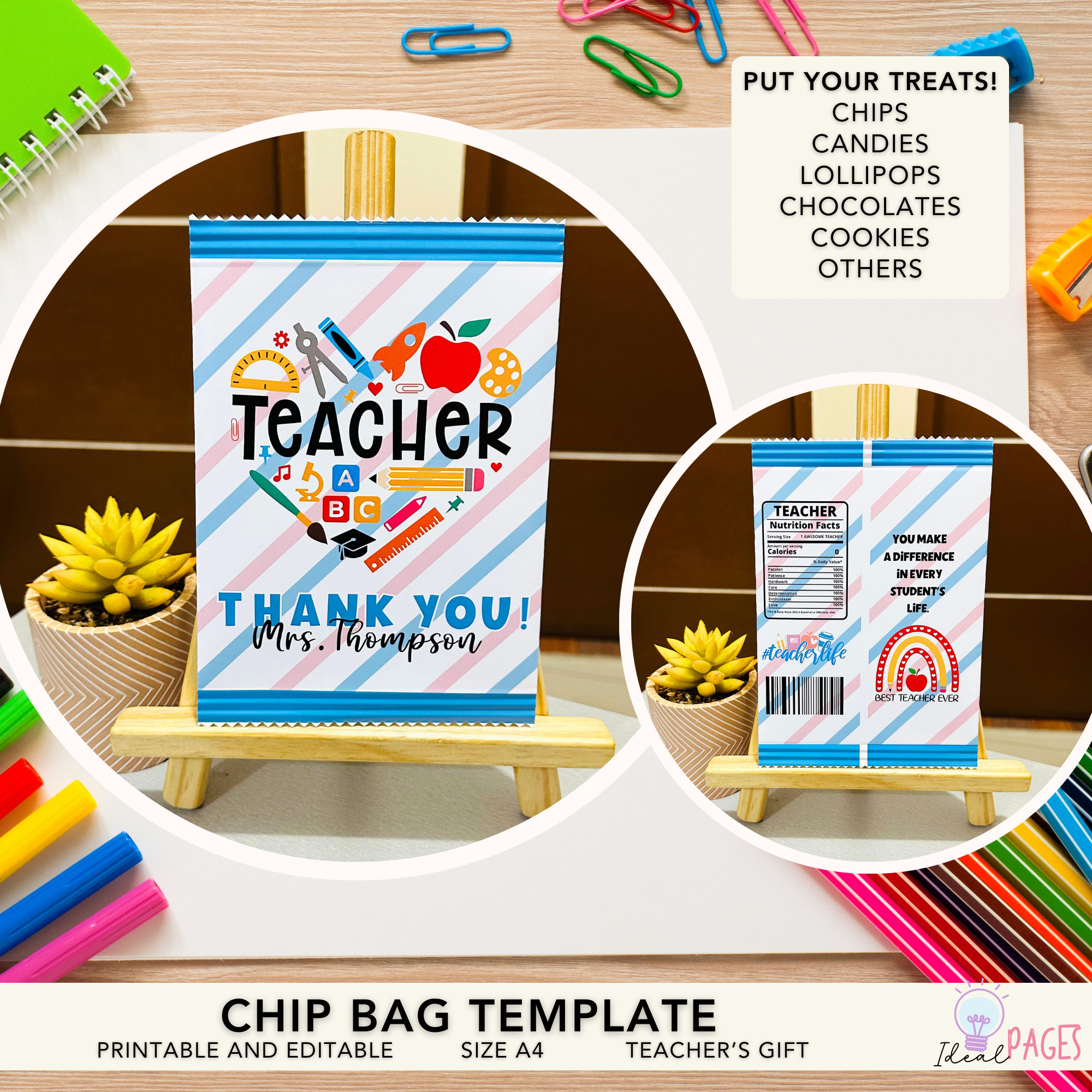 Chip Bag Template Teachers Appreciation Gifts New Teacher Gift Welcome ...
