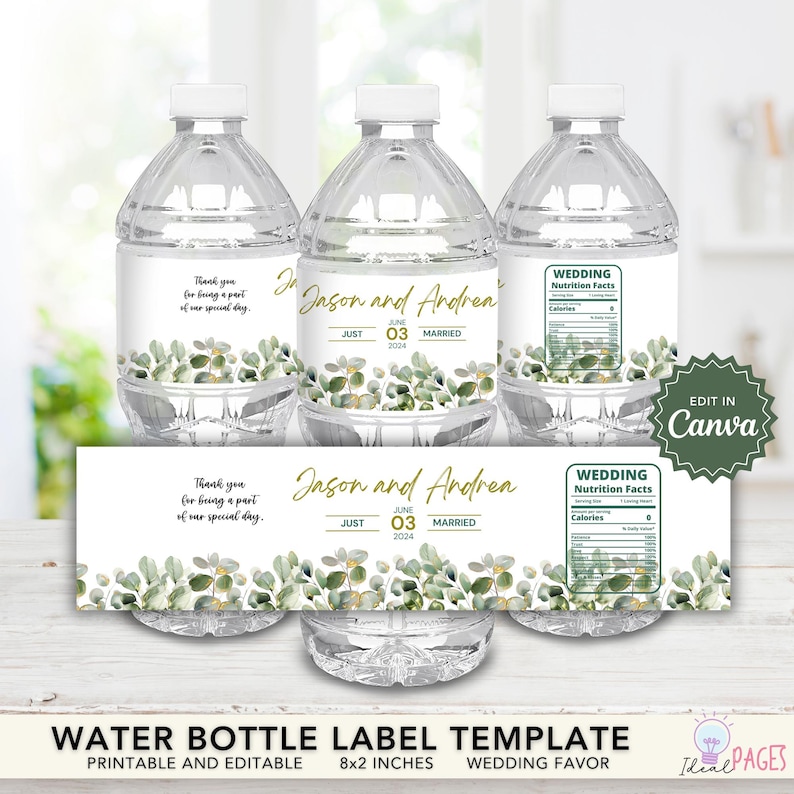 Wedding Water Bottles, DIY Wedding Water Bottle Labels, Custom Bottle ...