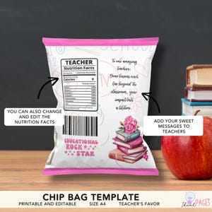 Teacher Appreciation Chip Bag Template, DIY Party Favor Printable ...