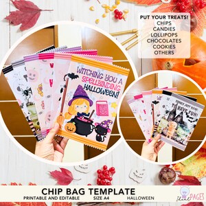 6 Spooky Season Trick or Treat Bags, Halloween Party Favors, Editable ...