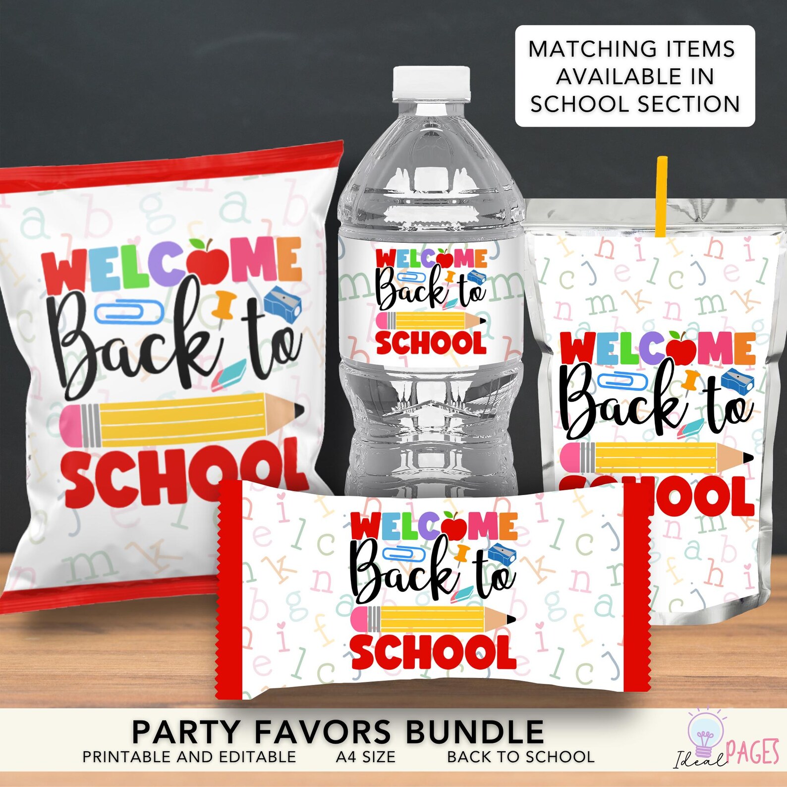 Back to School Party Favors, Water Bottle Label Template, Editable ...