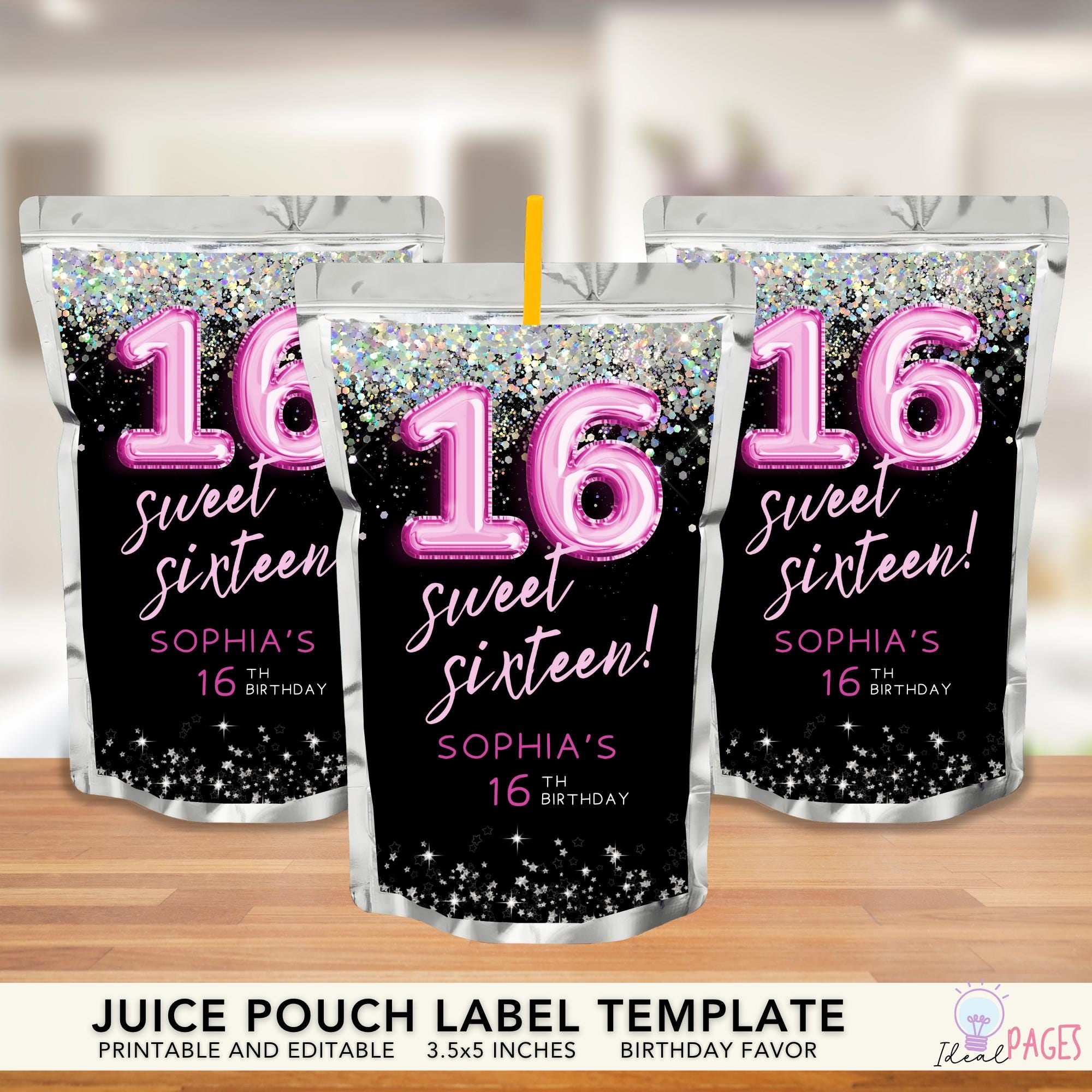 Sweet 16 Party Favors, 16th Birthday Silver Party Favor Bundle, Chip ...