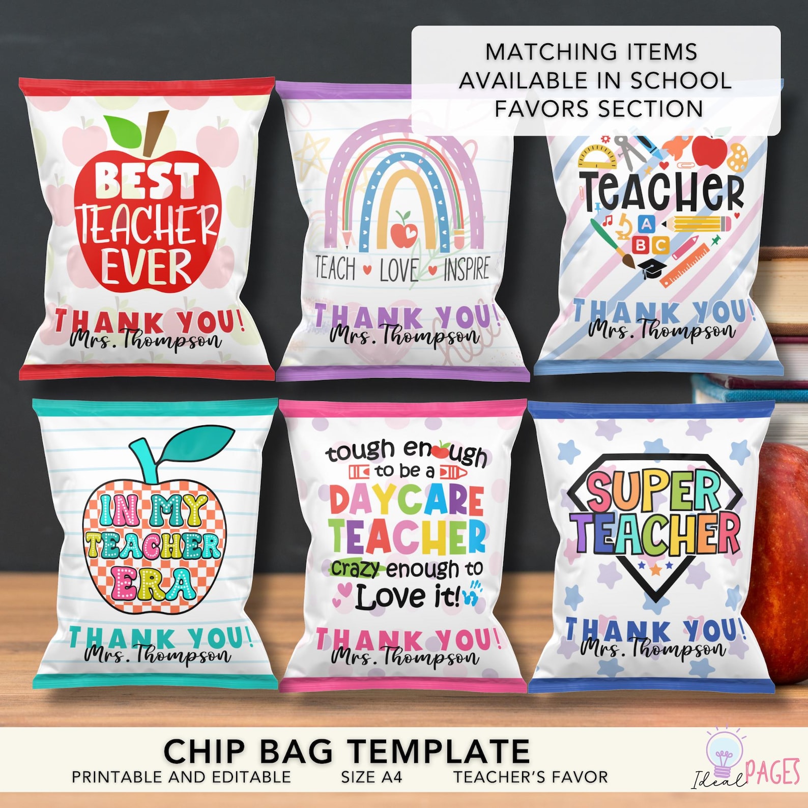 6 Teacher Water Labels, Teacher Appreciation Gift, Thank You Teacher ...