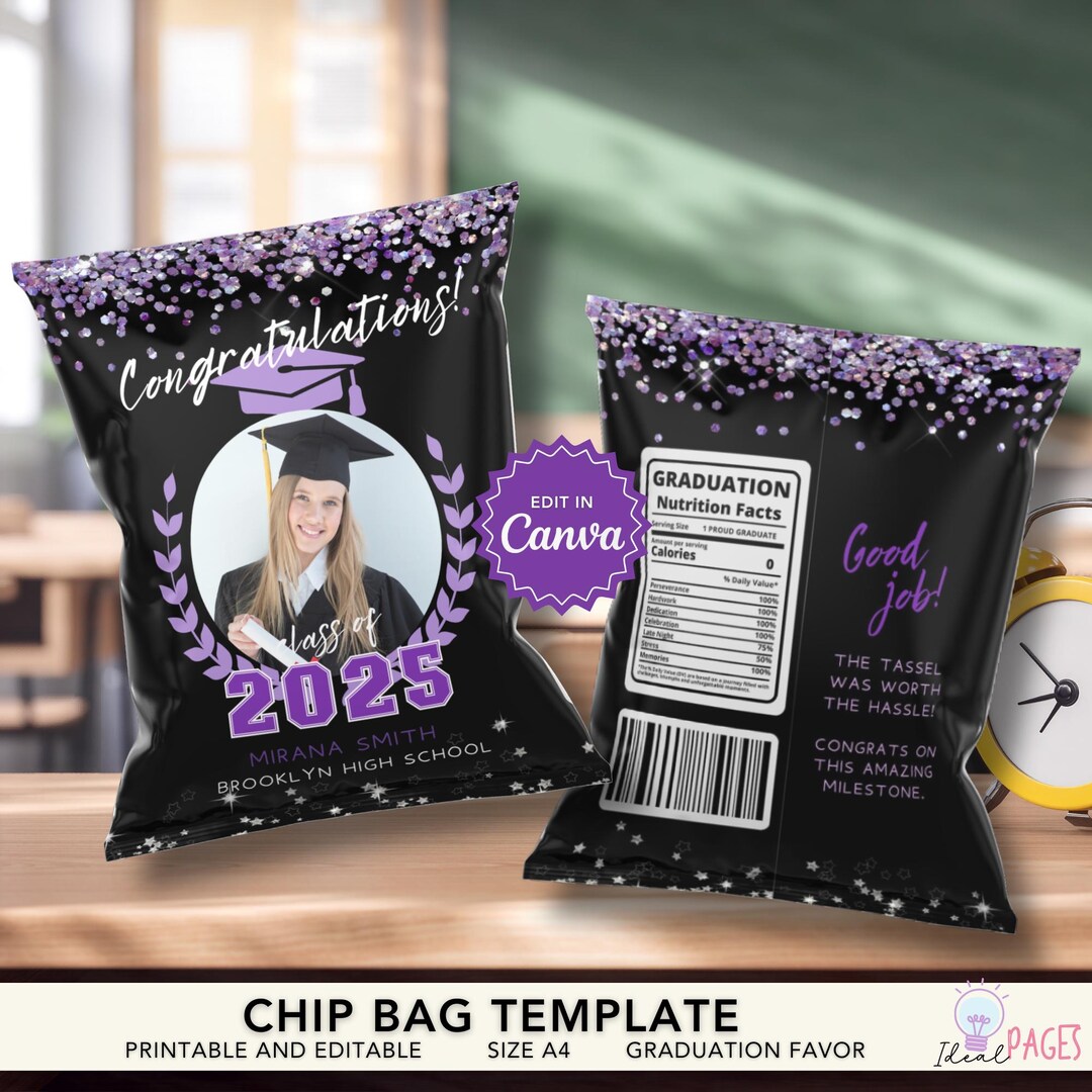 2025 Graduation Chip Bags, Graduation Party Favors, Graduation Treat ...
