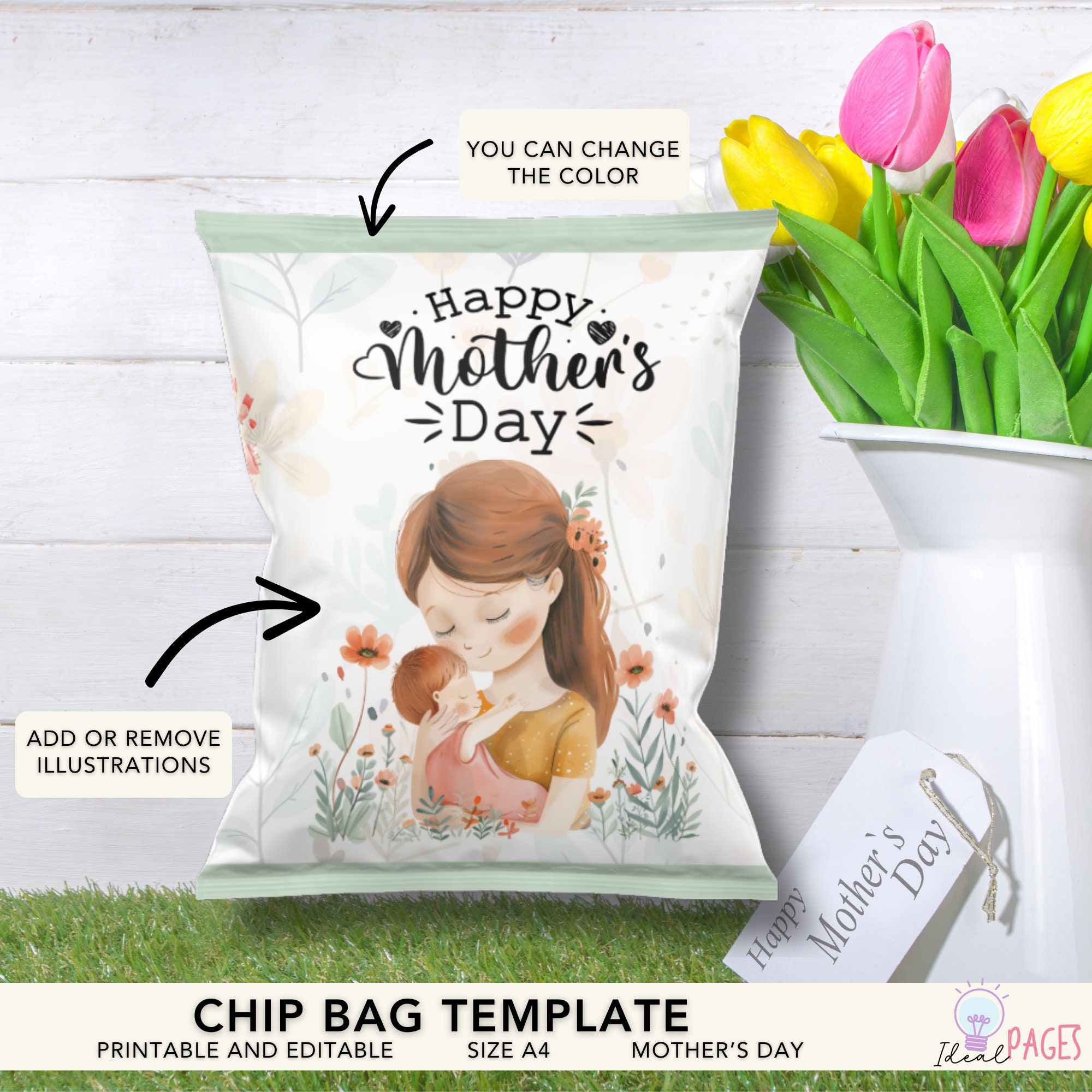 6 Mother's Day Chip Bag Template, Custom Chip Bag Bundle, 1st Mothers ...