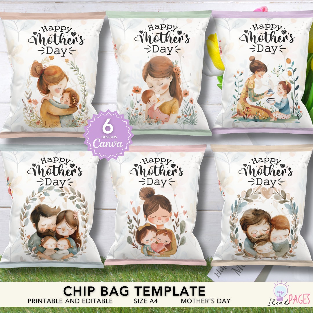 6 Mother's Day Chip Bag Template, Custom Chip Bag Bundle, 1st Mothers ...
