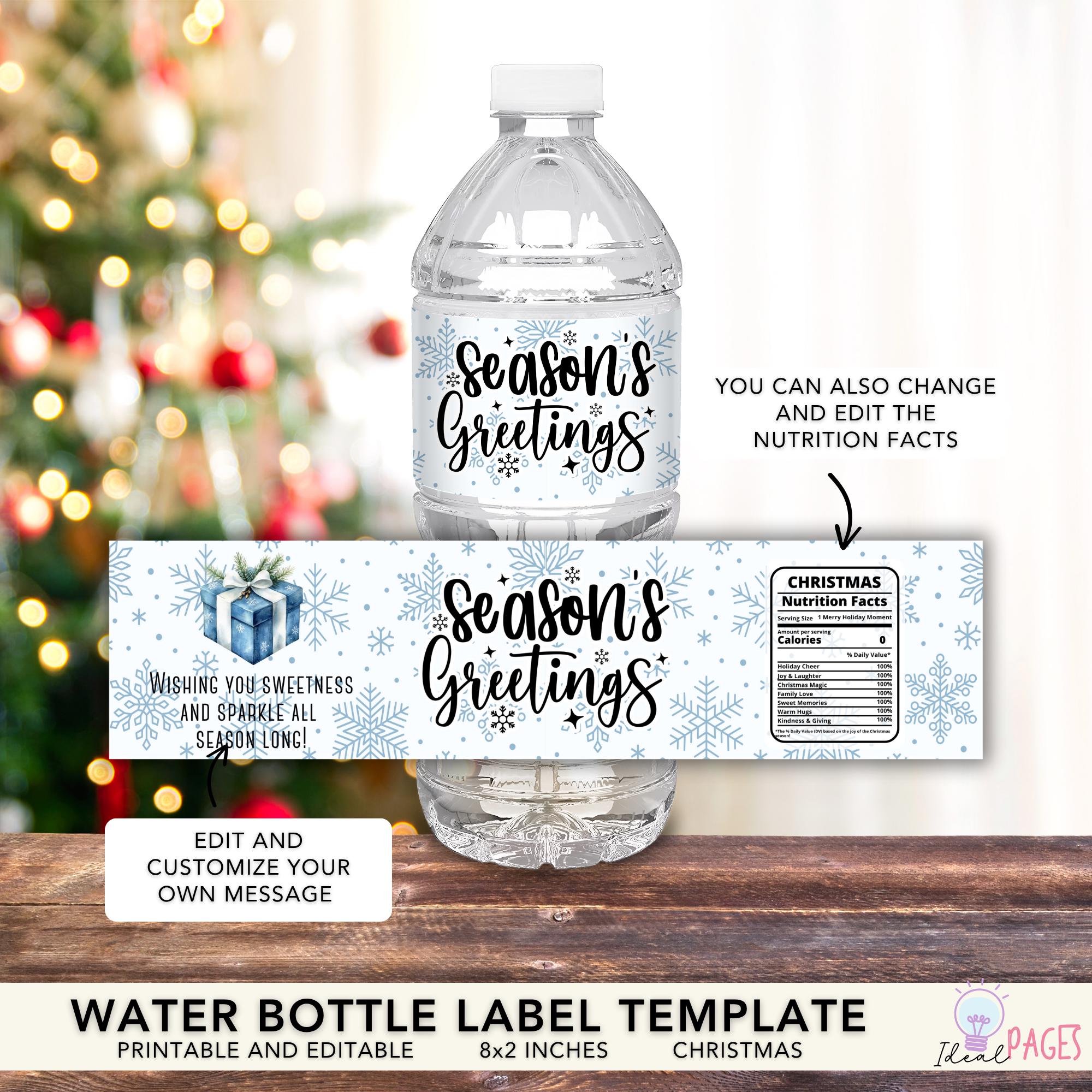 Snowflakes Christmas Party Drink Label, Christmas Party Favors, Holiday ...