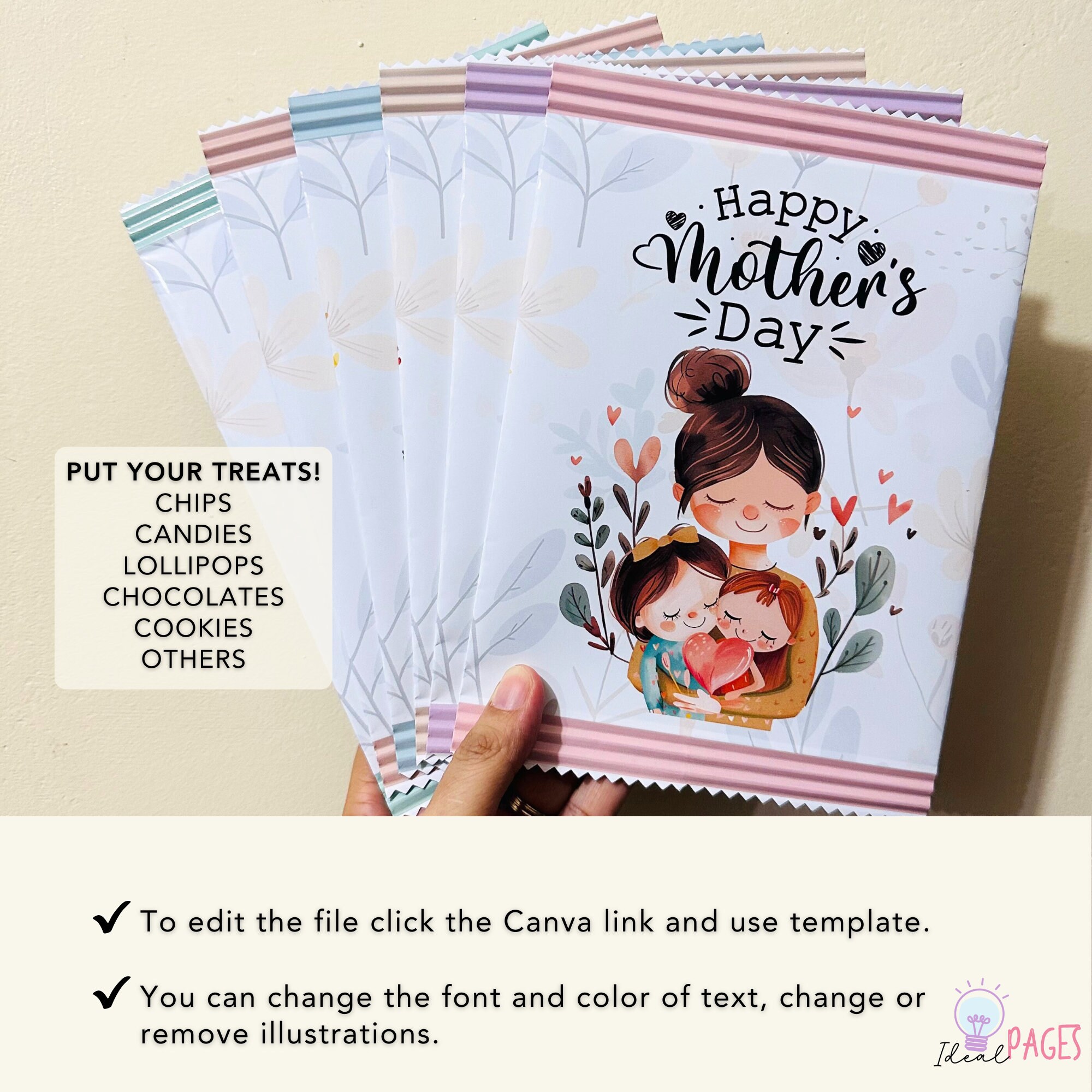 6 Mother's Day Chip Bag Template, Custom Chip Bag Bundle, 1st Mothers ...