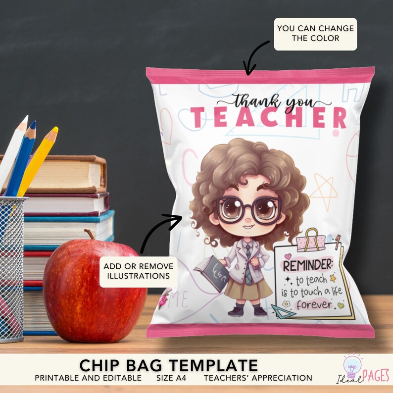 Teacher Appreciation Chip Bag Template, DIY Party Favor Printable ...
