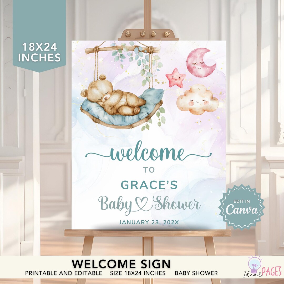 Letrero de bienvenida para baby shower, póster editable para baby ...