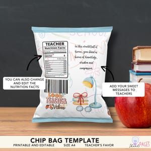6 Teacher Appreciation Chip Bag Template, DIY Party Favor Printable ...
