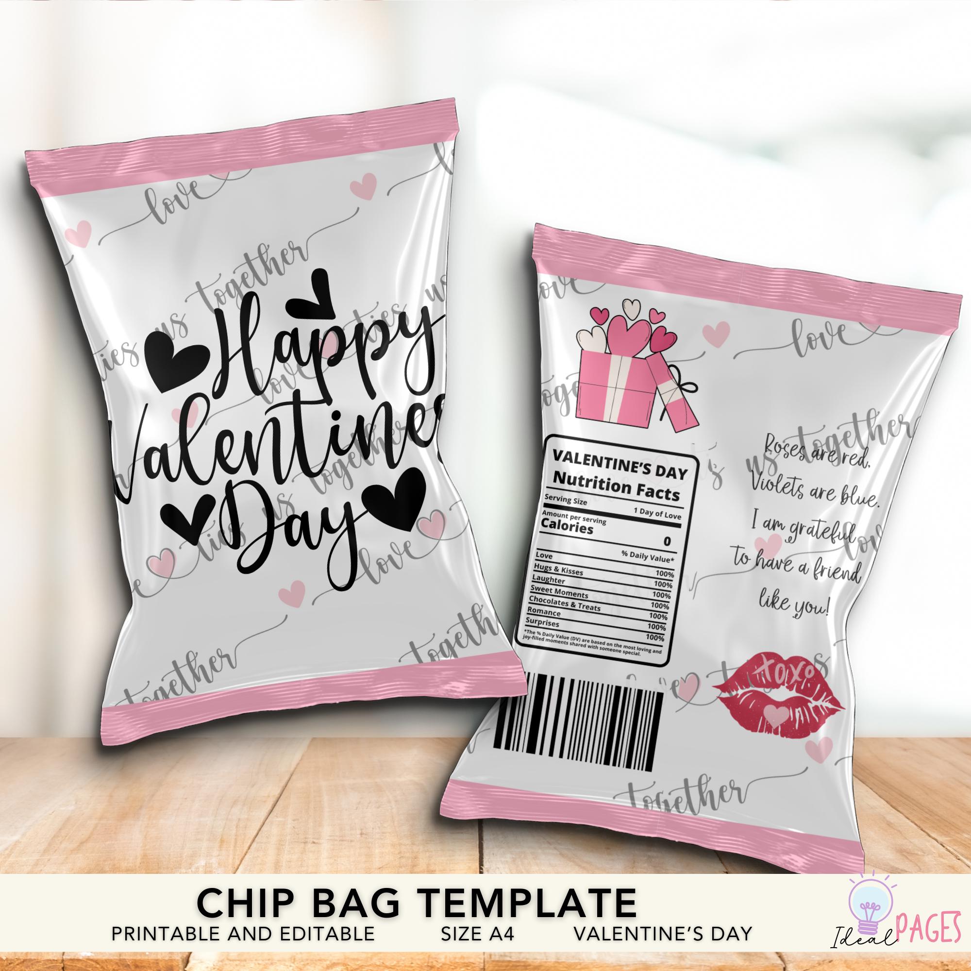 6 Valentines Day Party Chip Bag for Teachers and Students, Classroom ...