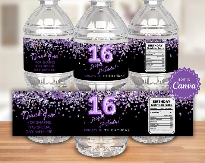 Bling Swag 16 Water Bottle Labels, Boy Sweet 16, Drippin Swag 16 Water ...