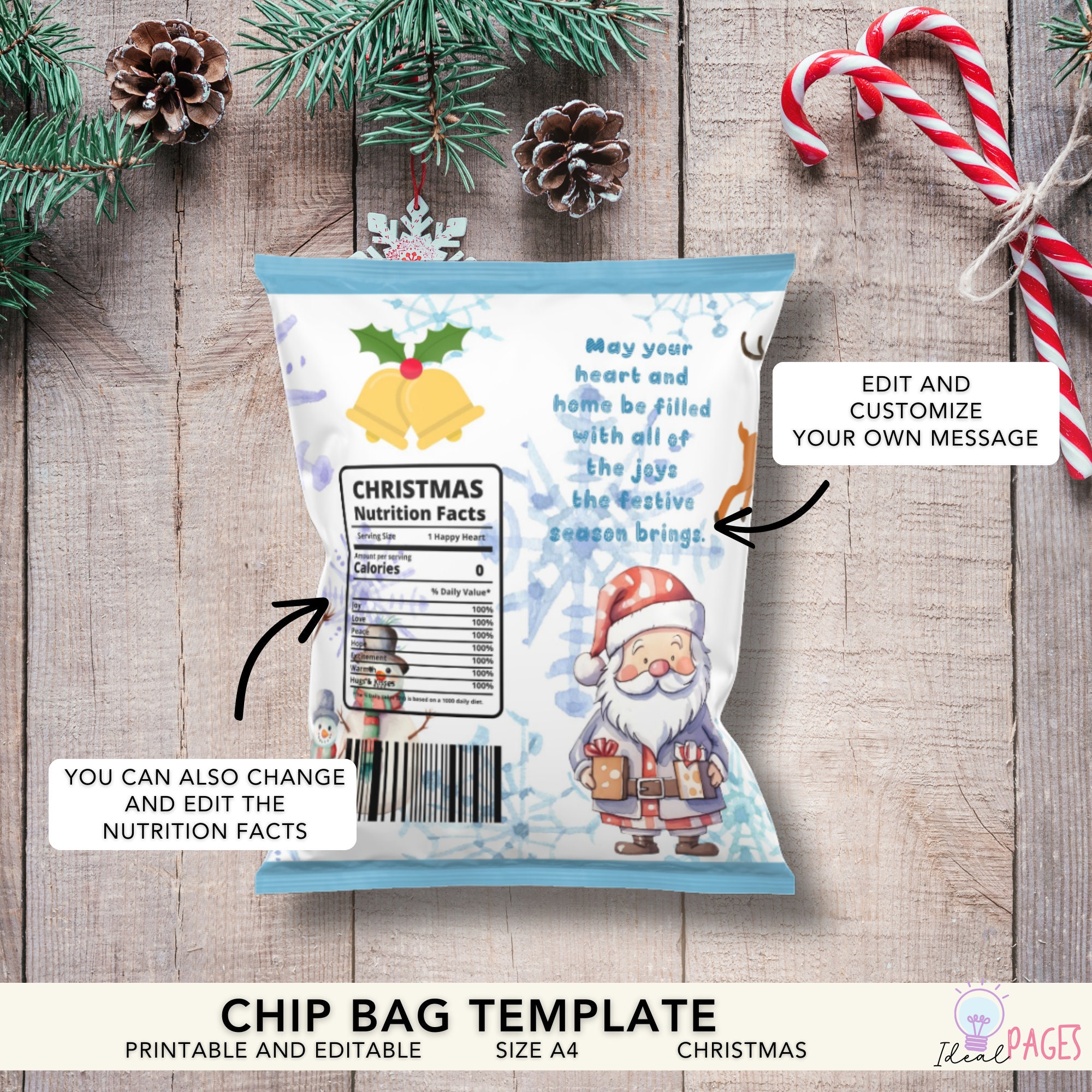 6 Christmas Chip Bag Template Unique Gift Ideas for Kids DIY Candy Bag ...